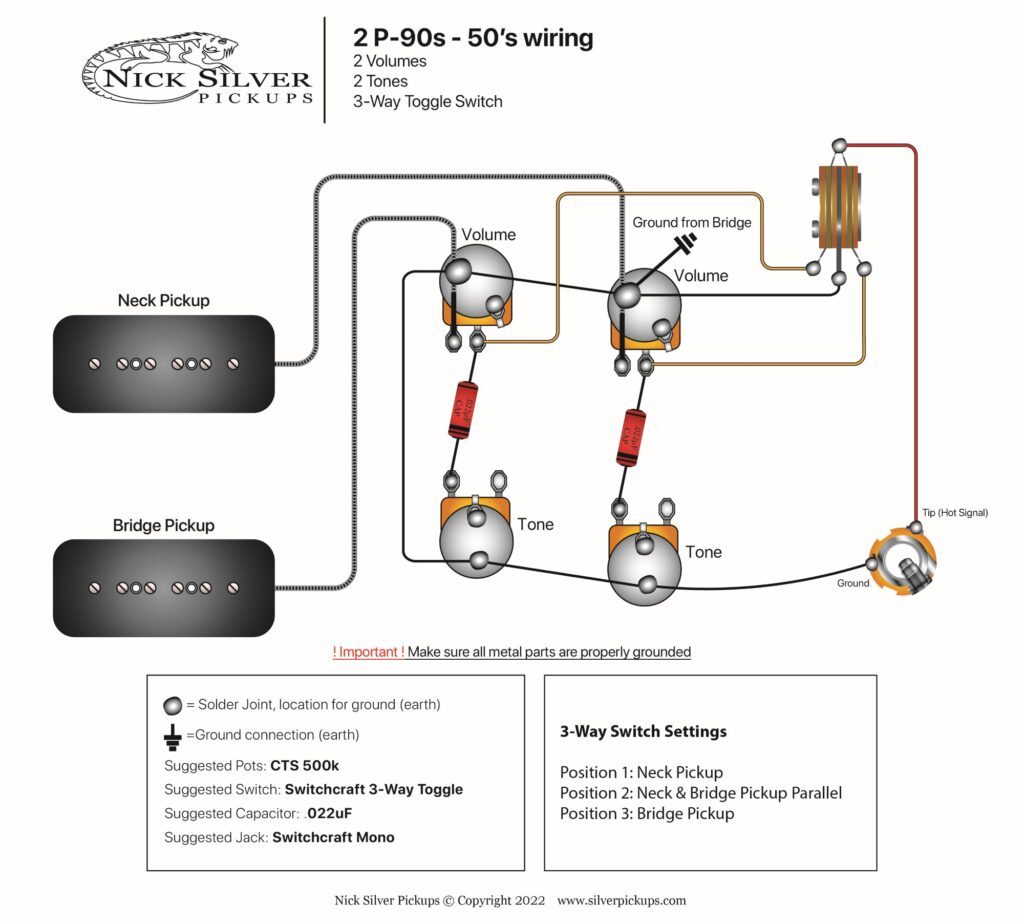 50's P-90 2V 2T 3-Way | Nick Silver Pickups